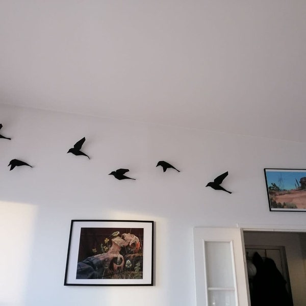 3D Papercraft Birds on Wall, DIY Paper Model Sculpture, Origami ...