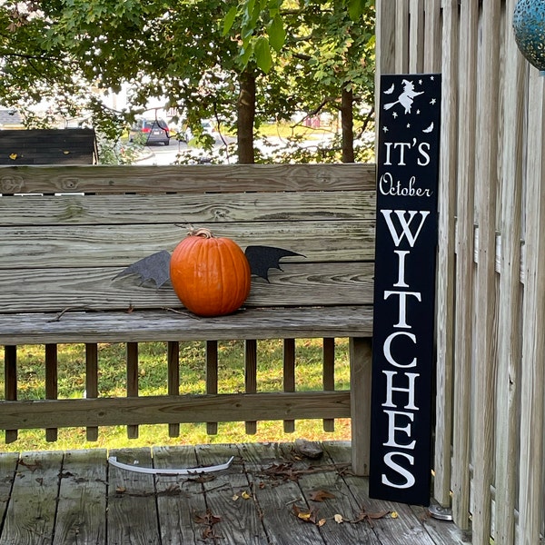 It's October Witches Porch Sign Reversible Distressed Wood Sign Extra ...