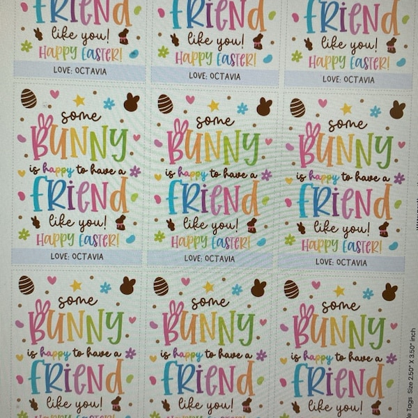 Happy Easter Printable Gift Tags, School Easter Classroom Gift Tag ...