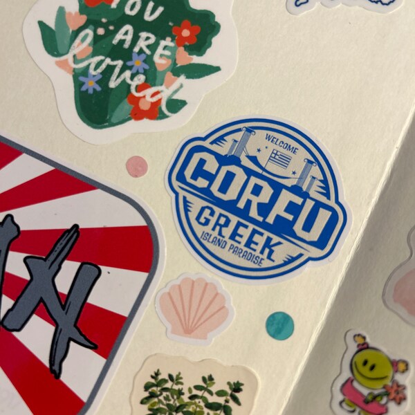 A5 Sticker Sheet Corfu Landmarks Vinyl Stickers - Greece Greek Beach ...