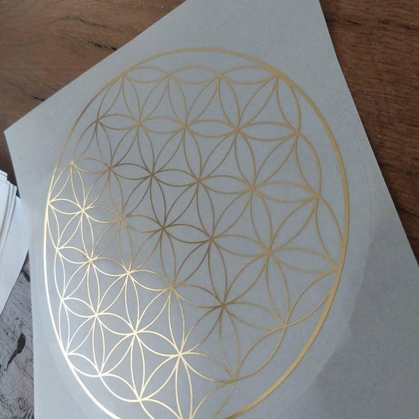 NEW BIG Metatron's Cube Transparent Gold Relief Adhesive Labels Sacred ...