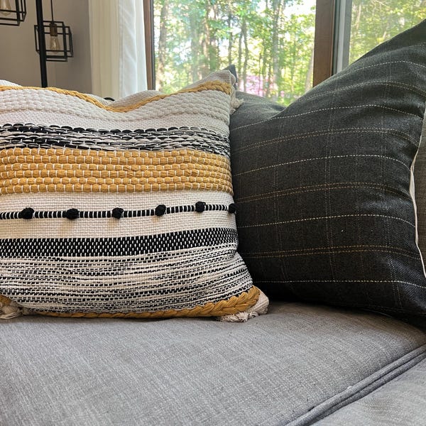 Plaid Throw Pillow, Moody Pillow Covers, Dark Gray Pillow, Minimalist ...