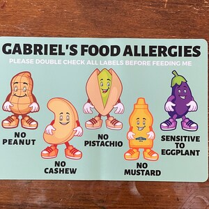 Custom Food Allergy Stickers for Lunch Boxes Labels School - Etsy
