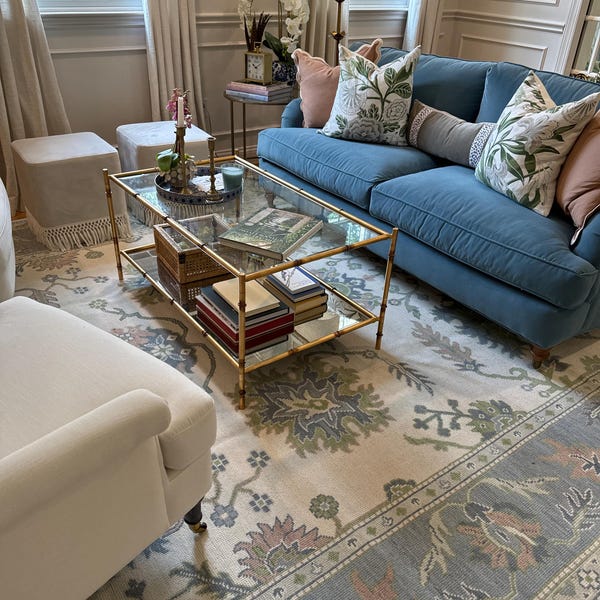 Green White 8x10 9x12 Modern Oushak Rugs Turkish Rugs Hand Knotted ...