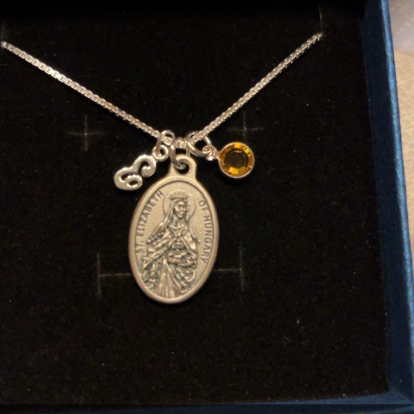 SAINT ELIZABETH ANN Seton Necklace - Personalized Initial, Birthstone ...