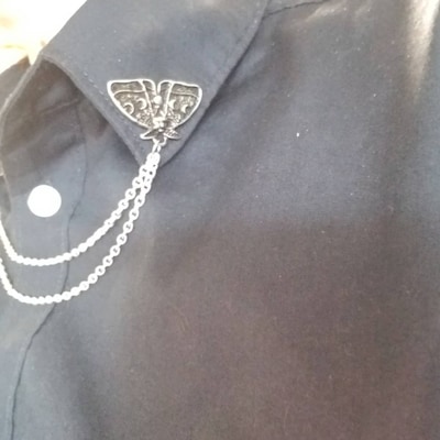 Bronze Collar Pin With Leaves and Chains, Lapel Pin Elegant Gothic ...