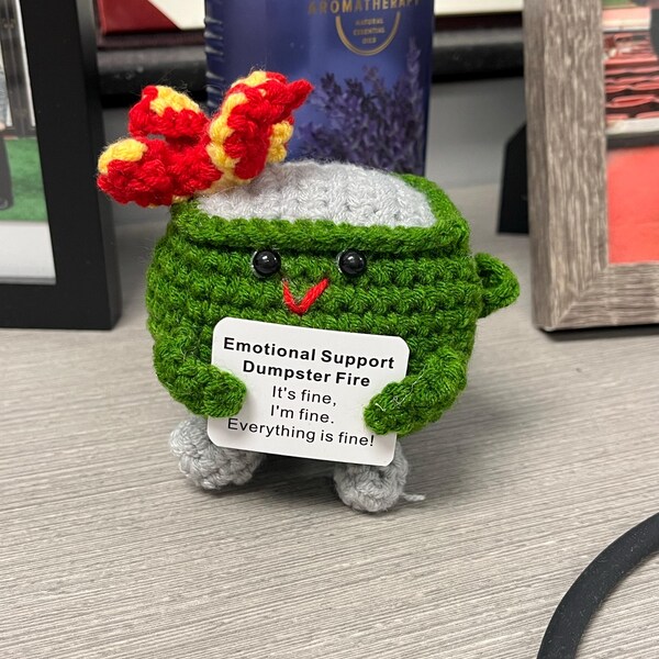 Emotional Support Dumpster Fire,burning Trash Can, Crochet Trash Can,i ...