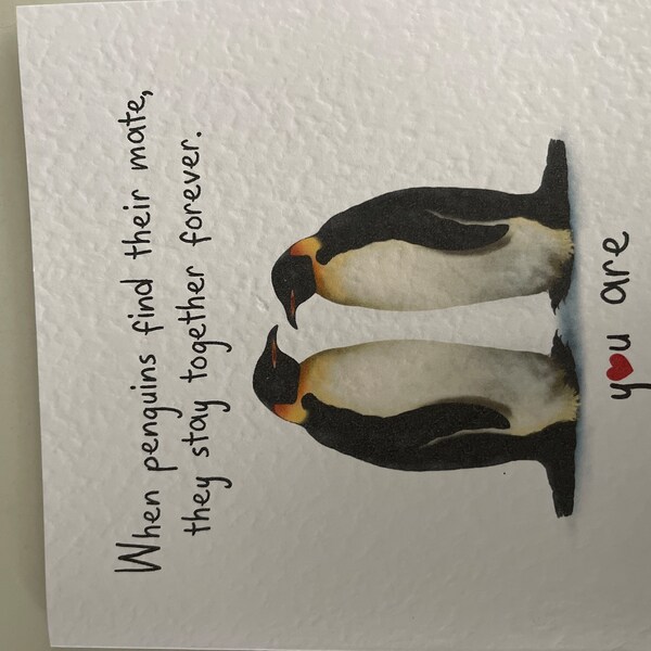 Penguin Valentines Card / Personalised Romantic Valentine's Day Card ...