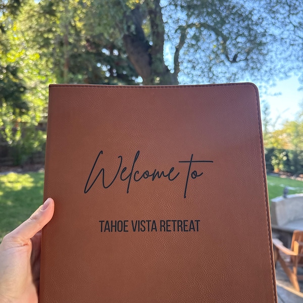 Airbnb Welcome Binder, 3-ring Leather Binder, Custom Engraved Binder ...