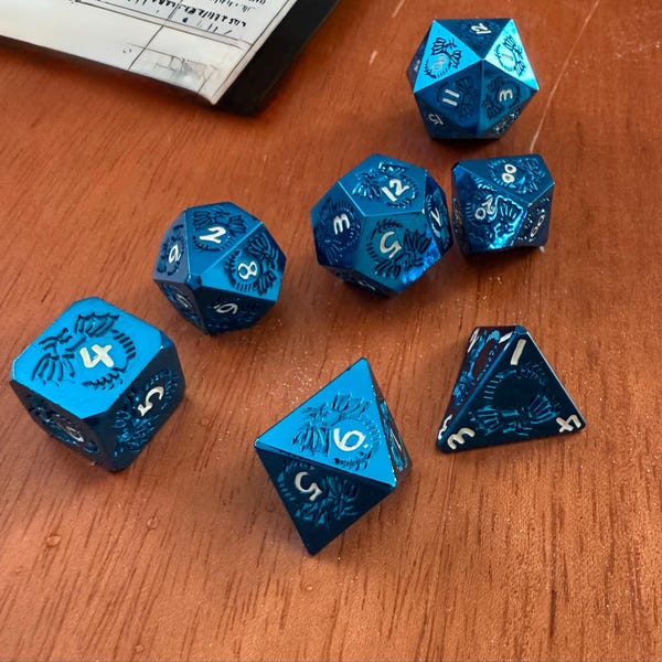 Metal Dice / Ice Storm / Dnd Dice Metal / Blue Luminance - Etsy