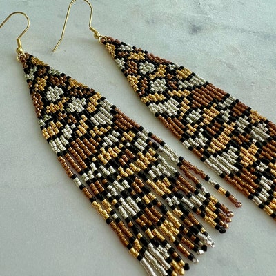 Snake Brick Stitch Pattern for Fringe Beaded Earrings, Snake Skin ...
