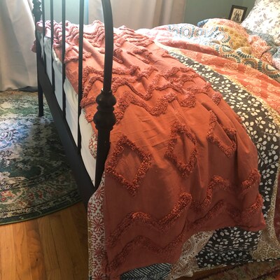 Rust Tufted Throw Blanket Boho Blanket Bohemian Bed Throw - Etsy