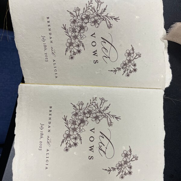 Custom Vow Books, Handmade Paper Vow Book, Personalized His and Hers ...