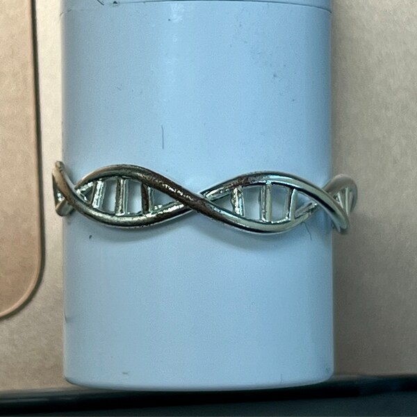 Unique DNA Design Adjustable Silver Ring-science Gift - Etsy