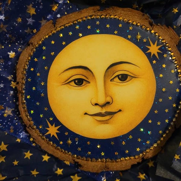 Man in the Moon Miniature Gold Ornate Frame, 90s Celestial Decor ...