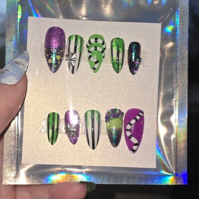 Goosebumps-reusable Press-on Nails/neon Nails/luxury Gel Nails/horror ...