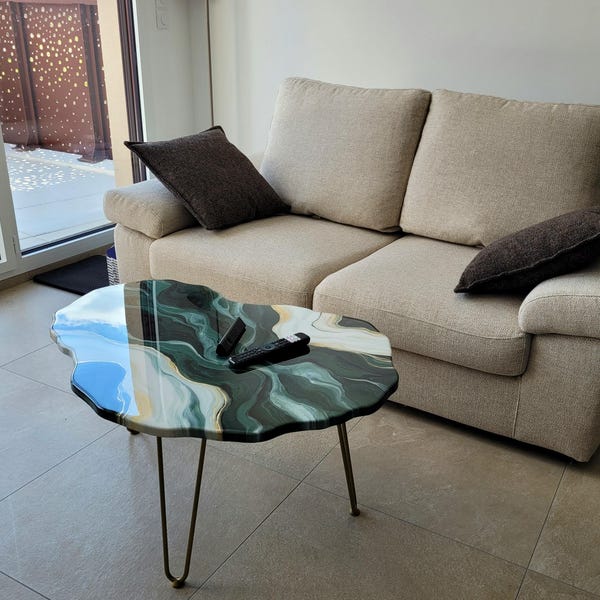 Navy Blue Coffee Table, Epoxy Resin Coffee Table, Unique Coffee Table ...