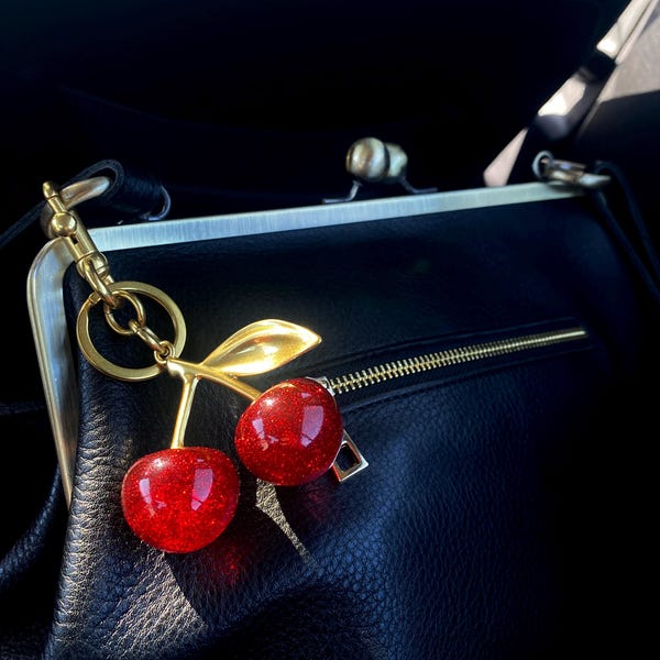Cherry Purse Charm, Keychain for Purse, Trendy Bag Accessory, Cherry ...