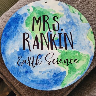 Science Teacher Door Sign Globe Sign Personalized Metal Door Hanger ...