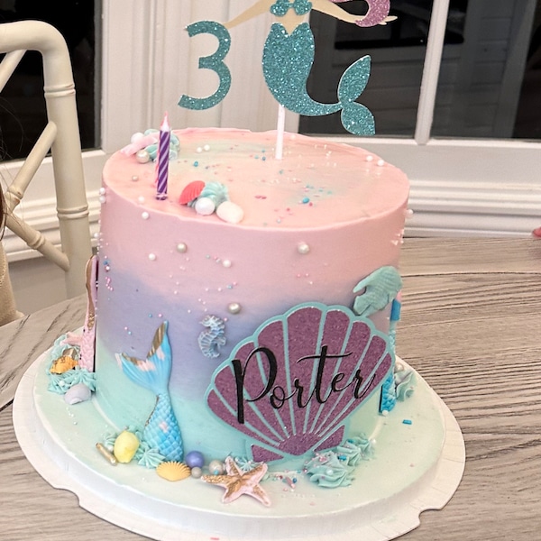 Custom Mermaid Cake Topper With Shell - Etsy