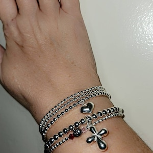 925 Sterling Silver Cross Charm Bracelet Religious Sterling - Etsy