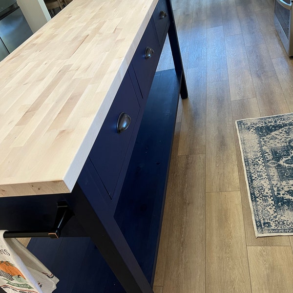 Big Kitchen Work Table/island With Butcher Block or Pine Top. + 3 Big ...