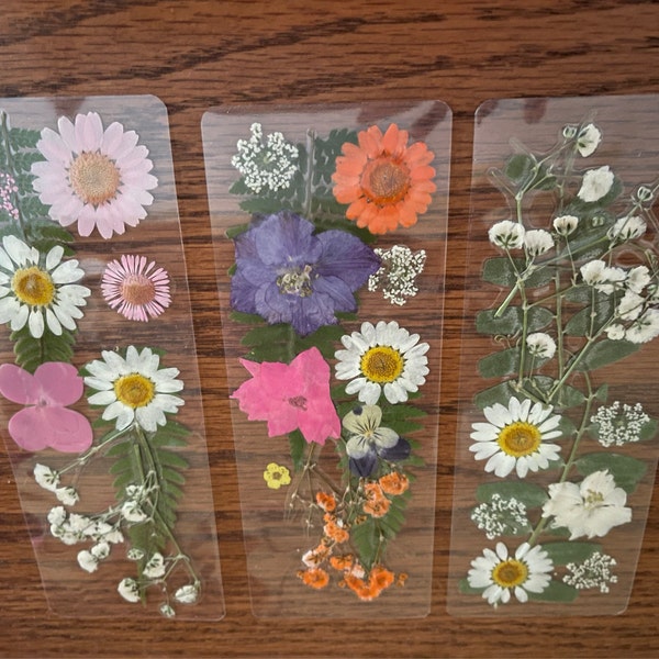 Pressed Floral Bookmarks | Real Dried Flowers | Gift for Readers | Book ...
