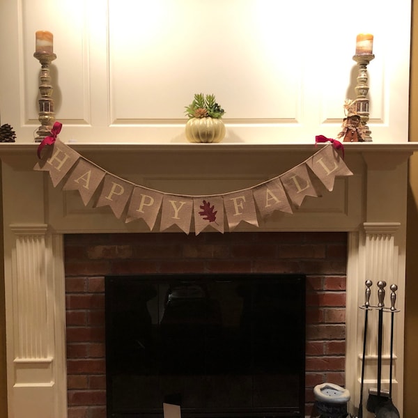 Happy Fall Burlap Banner - Customize Center Pennant,fall Decor,fall ...