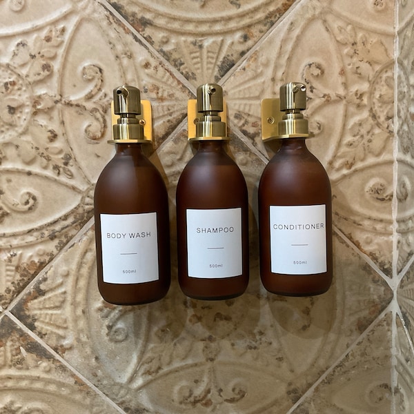 Frosted Amber Glass Soap Dispenser - Refillable Coloured Bottle With ...