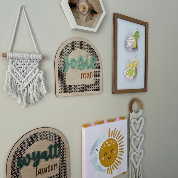 Baby Birth Announcement Sign, Boho Baby Arch Name Sign, Boho Birth ...