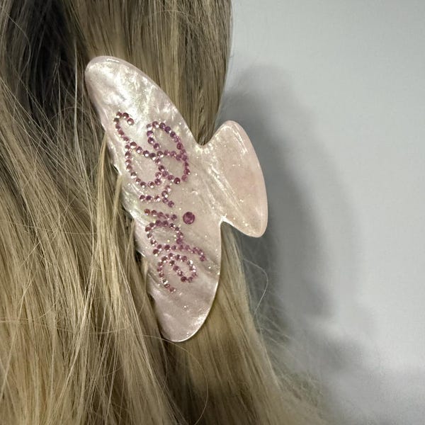 Pink Hair Claw Set, Bridesmaids Hairclip, Huge Flower Shell Claws for ...