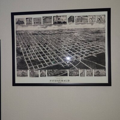 1908 Fitzgerald, Georgia Map Panoramic Old City Map Historic Birds Eye ...