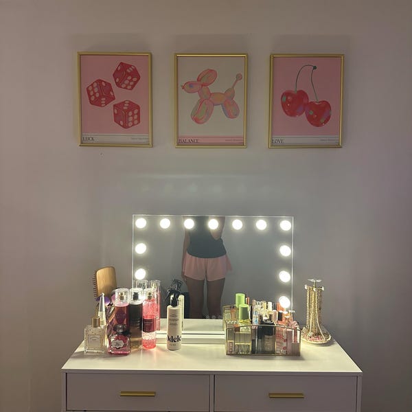 Pink Vintage Girly Bathroom Wall Art Print, Girly Coquette Aesthetic ...