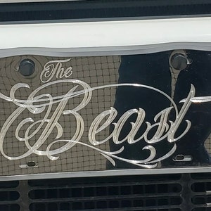 Custom Letter Leaf Crest License Plate Car Tag Diamond Etched Engraved ...