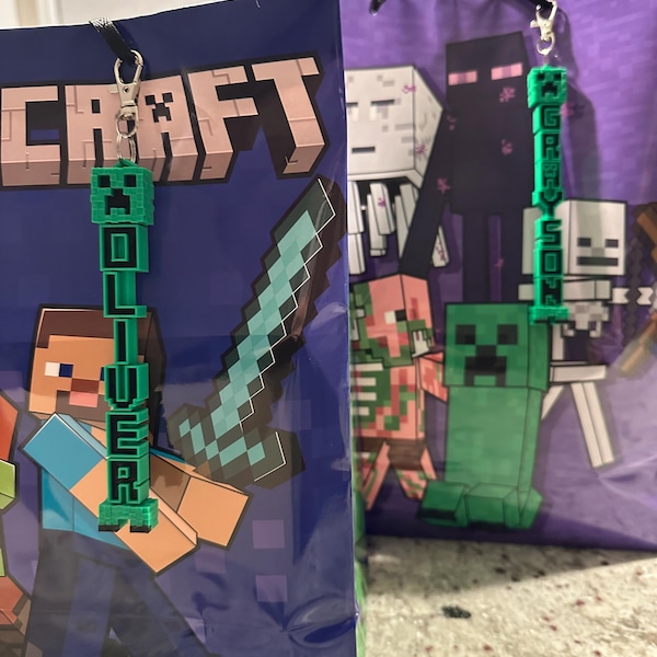 Minecraft Creeper Personalized Custom Name Tag, Keychain, Keyring ...