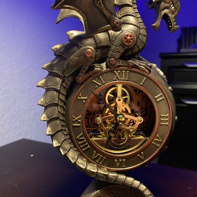 Desk Clock, Brass Dragon Clock - Etsy