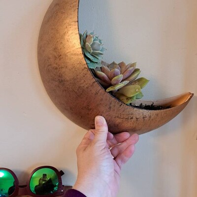 Crescent Moon Wall Planter Indoor Outdoor Metal Moon Planter - Etsy
