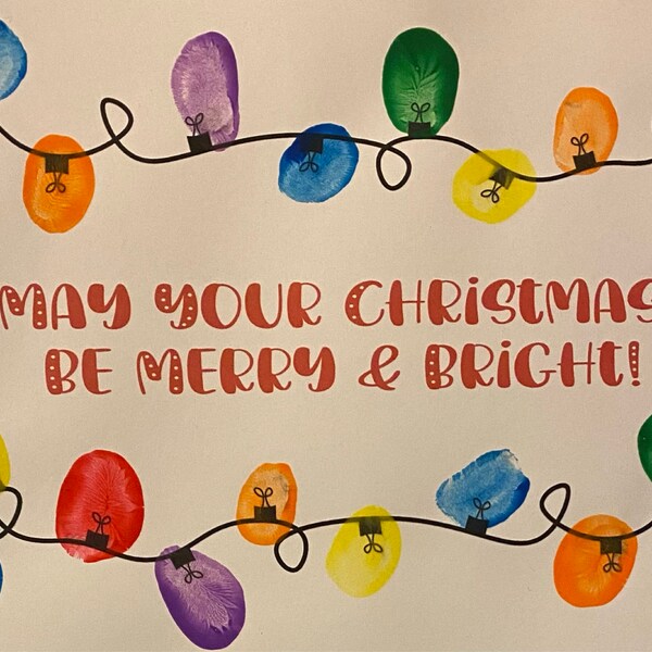 Printable DIY Christmas Card, Fingerprint Craft for Kids, Christmas ...