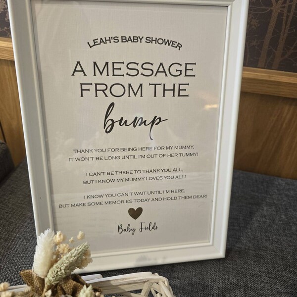 Message From the Bump Sign - Various Sizes Baby Shower | Gender Reveal ...