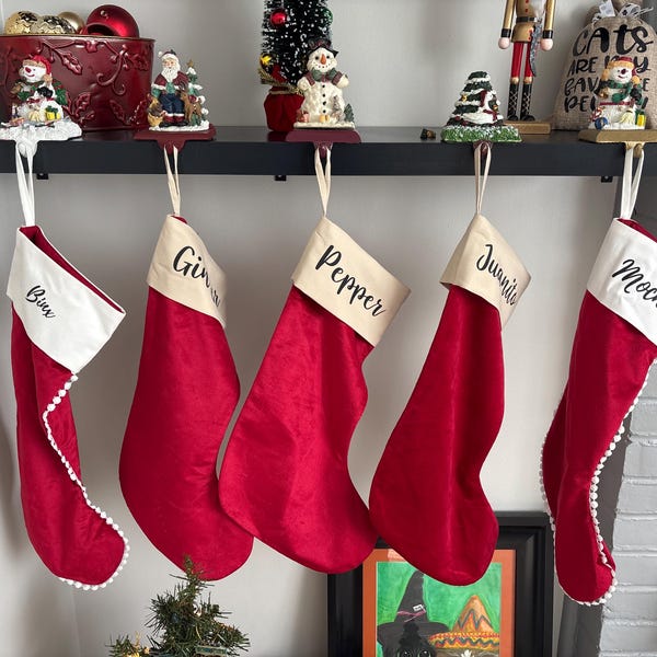 Personalized Velvet Christmas Stocking - Custom Name Christmas Stocking ...