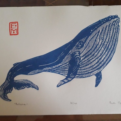 Linocut Ink Octopus Original Art Print, Limited Edition, Zoological ...