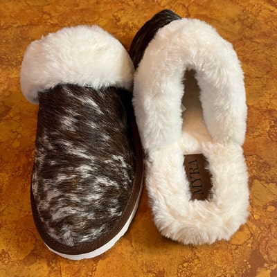 Genuine Cowhide Western Slippers House Shoes - Etsy