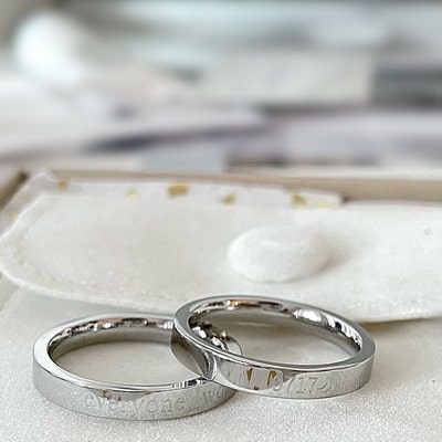 SEVENTEEN RING/ Personalized Ring, Subtle Engraved Ring, OUTSIDE Only ...