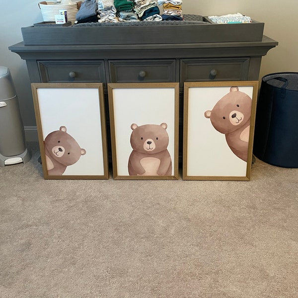 Peeking Bear Nursery Print, Peekaboo Bear Nursery Decor, Neutral ...