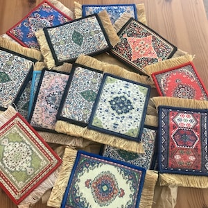 Beautiful Turkish Carpet Coasters, Persian Rug Coasters, Mug Rug ...