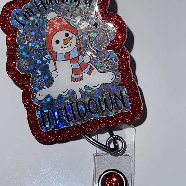 Floral Badge Buddy, Cute Glitter ID Badge, Job Title/name Badge Holder ...