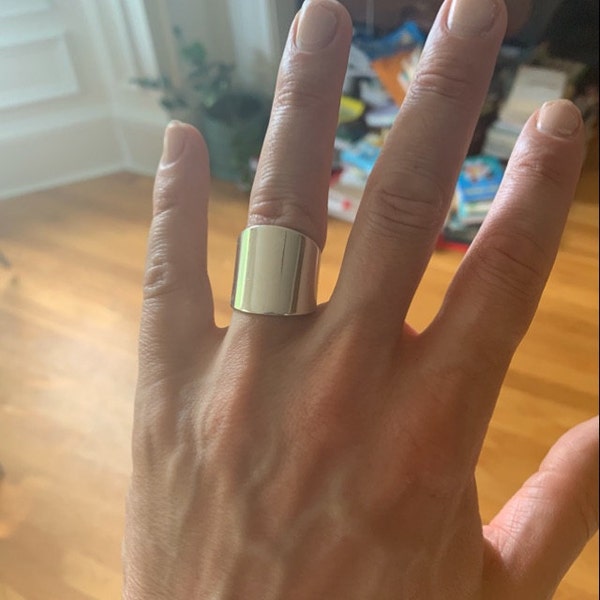 Long Silver Ring, Large Silver Ring, Wide Tube Ring, Extra Wide Ring, Wide Band Ring, Silver ...
