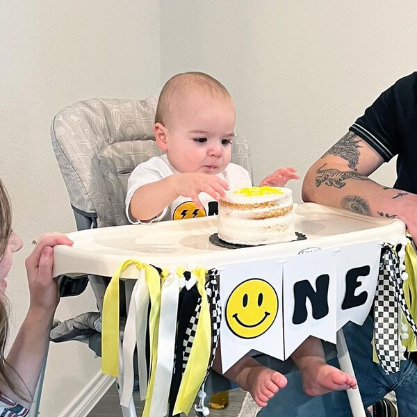 Fast One Banner, Racecar 1st Birthday Decor, Retro Car High Chair Sign ...