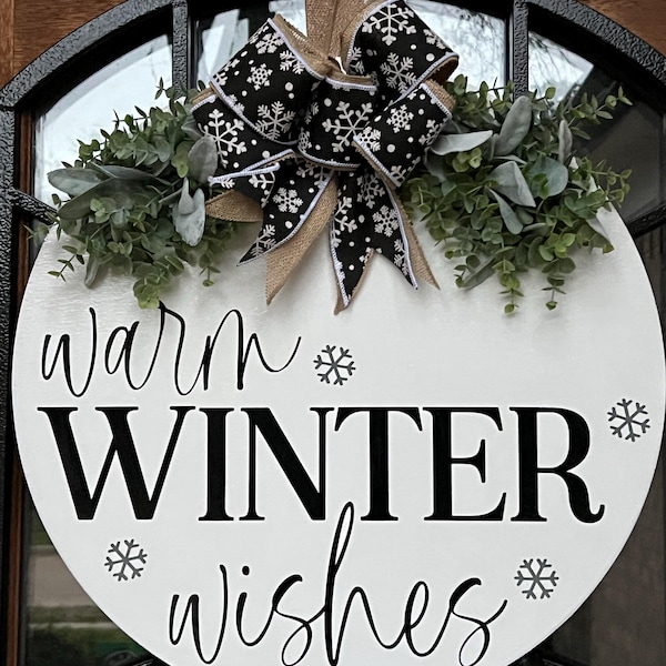 Winter Front Door Decor | Warm Winter Wishes | Winter Front Door Wreath ...