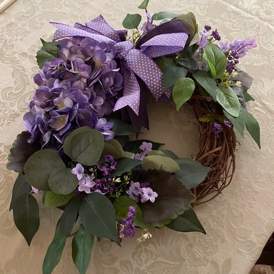 Rustic Sympathy Wreath, Memorial Door Hanger With Flowers, Bereavement ...